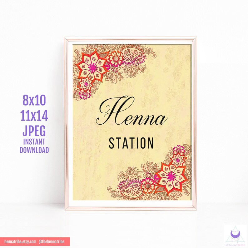 Henna Station Sign Printable Sign for Mehndi Night Sangeet - Etsy