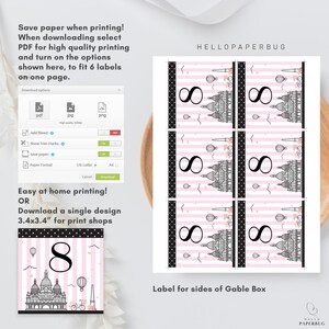 Paris Theme Gable Box Label, Paris Birthday Party Favors, Parisian ...