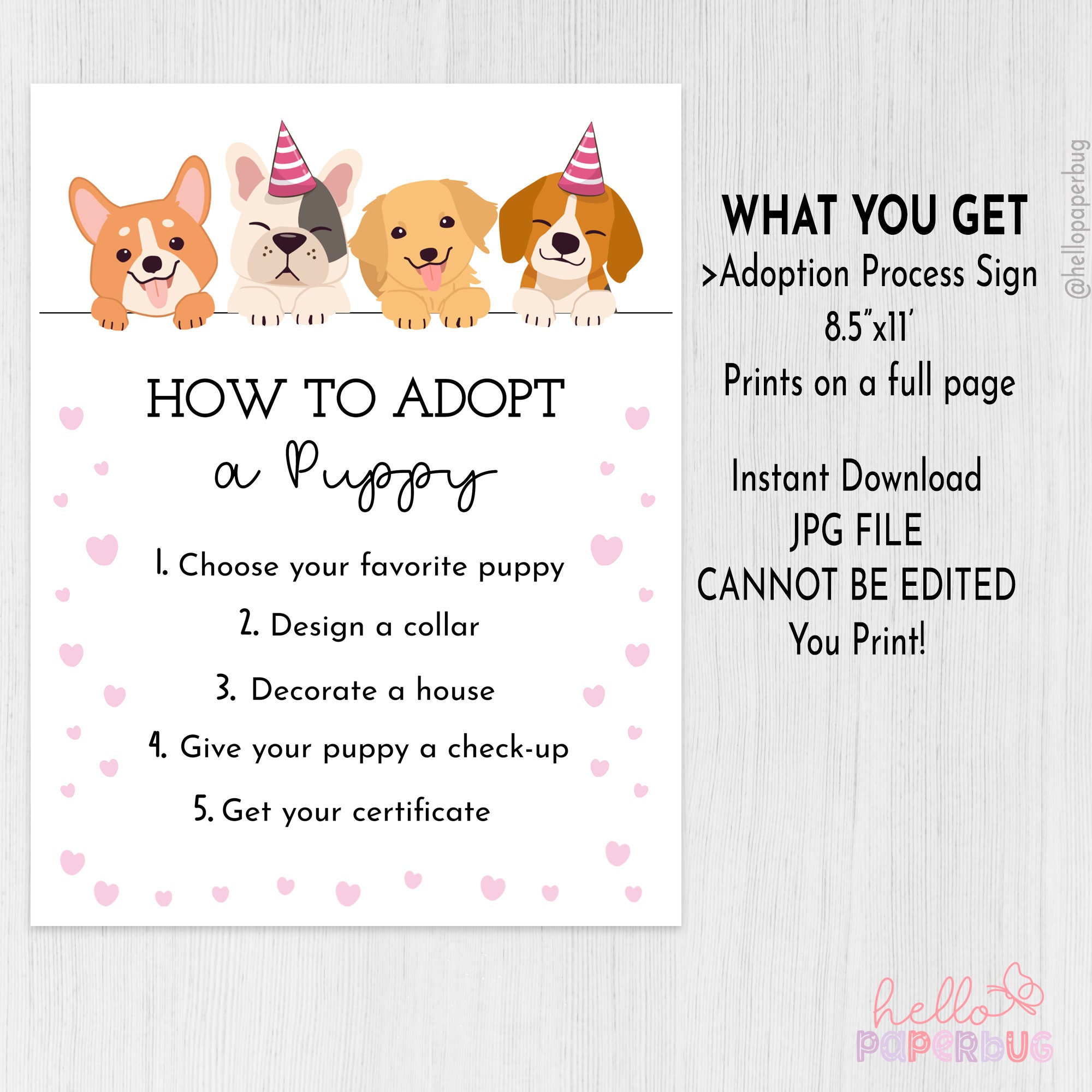 Puppy Party Games Adopt a Puppy Party Dog Adoption Birthday - Etsy