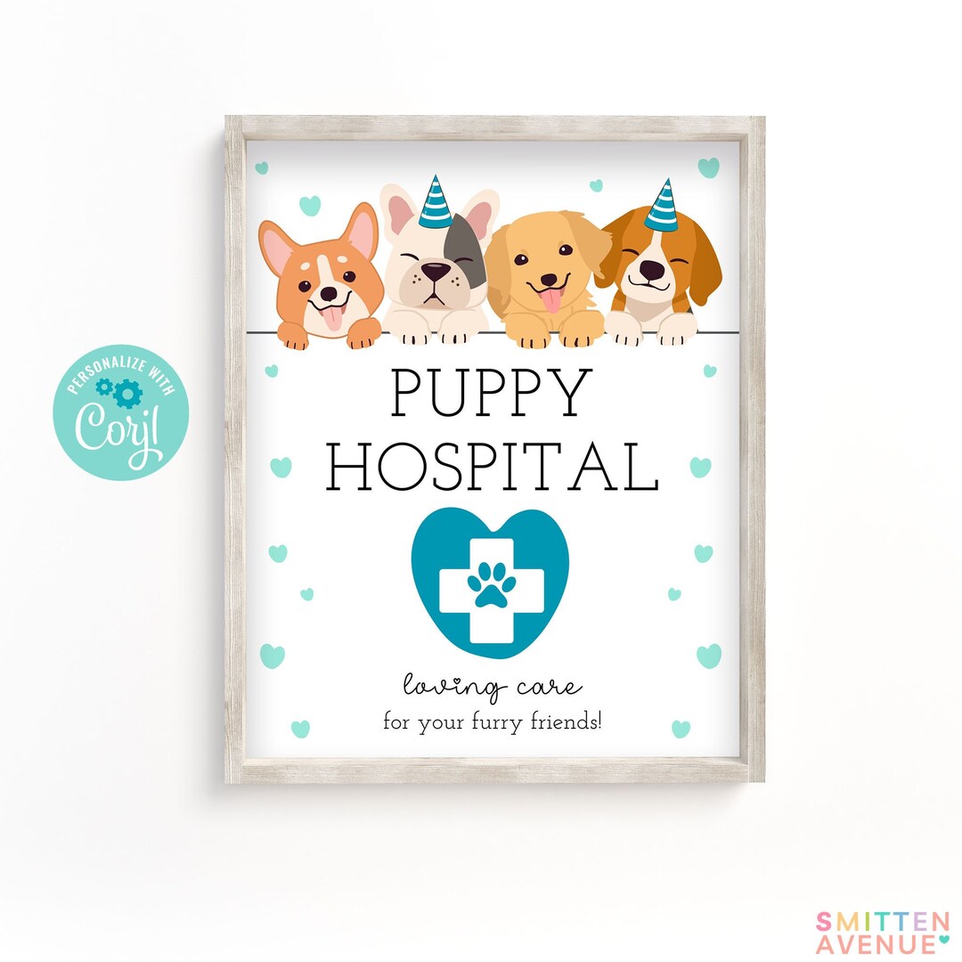 Puppy Hospital Sign Puppy Pawty Signs Dog Adoption Birthday Party Dog ...