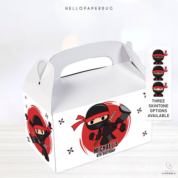 Ninja Gable Box Label, Ninja Birthday Party Favors, Karate Martial Arts ...
