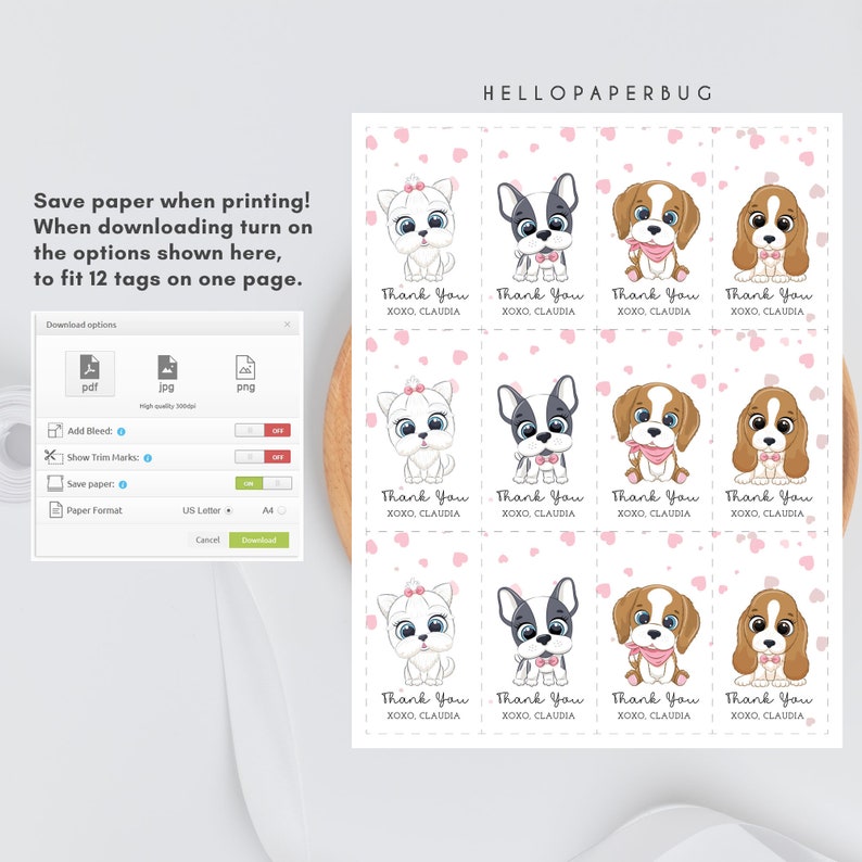 Puppy Favour Tags Dog Birthday Favor Lets Pawty Gift Tag - Etsy