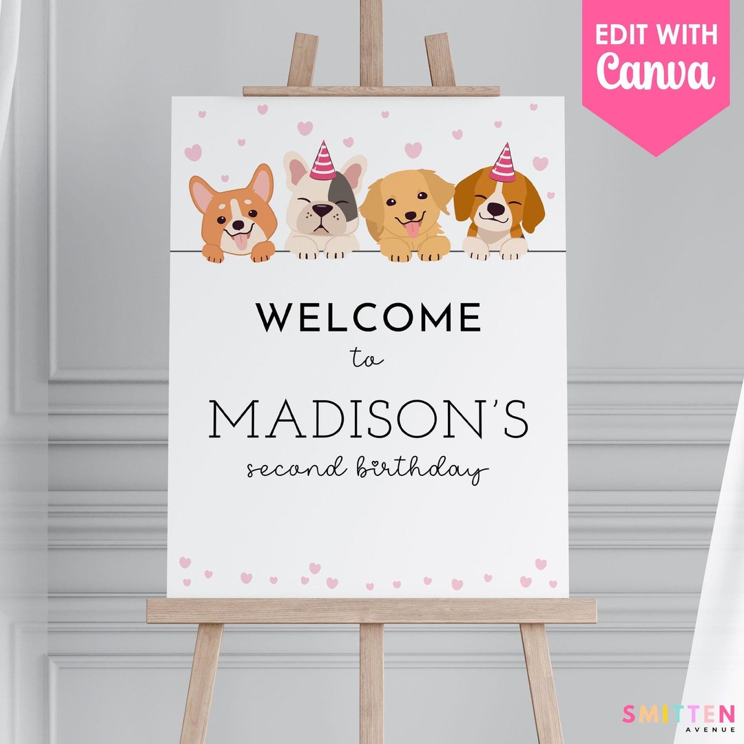Lets Pawty Welcome Sign Puppy Party Sign Dog Birthday Decor Pet ...