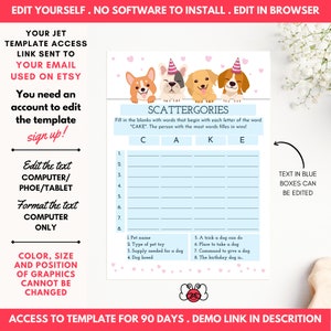 Editable Puppy Party Games, Printable Dog Birthday Games Template ...