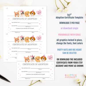 Lets Pawty Adoption Certificate Puppy Party Printable Party Favors ...