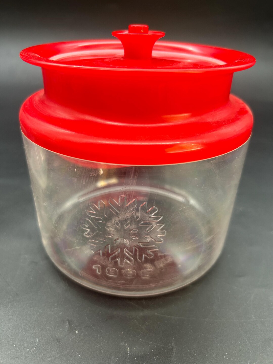 Set of 2 Tupperware #1479 Acrylic Snowflake Canister Container Push Top ...