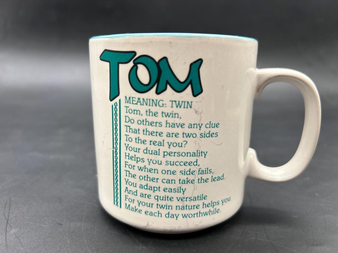 Vintage Papel TOM Name Meaning Coffee Mug Cup Poetry by Marci G Teal ...