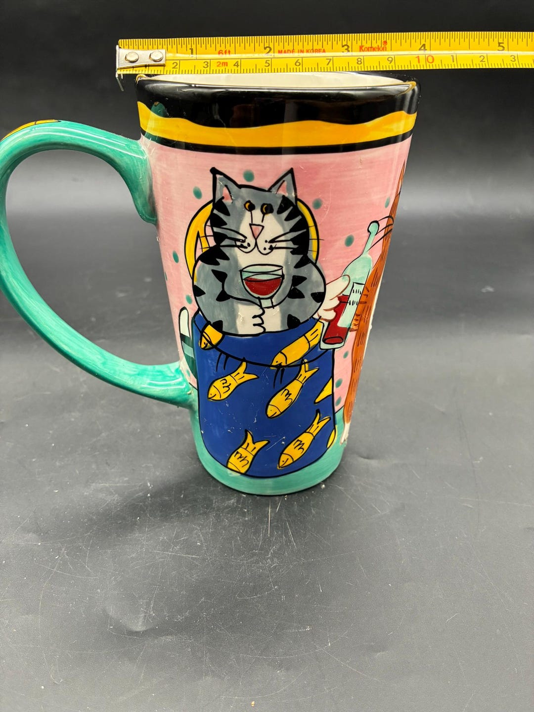 2003 Candace Reiter Handpainted Catzilla Chef Hat Cats Coffee Mug Cup 6 ...