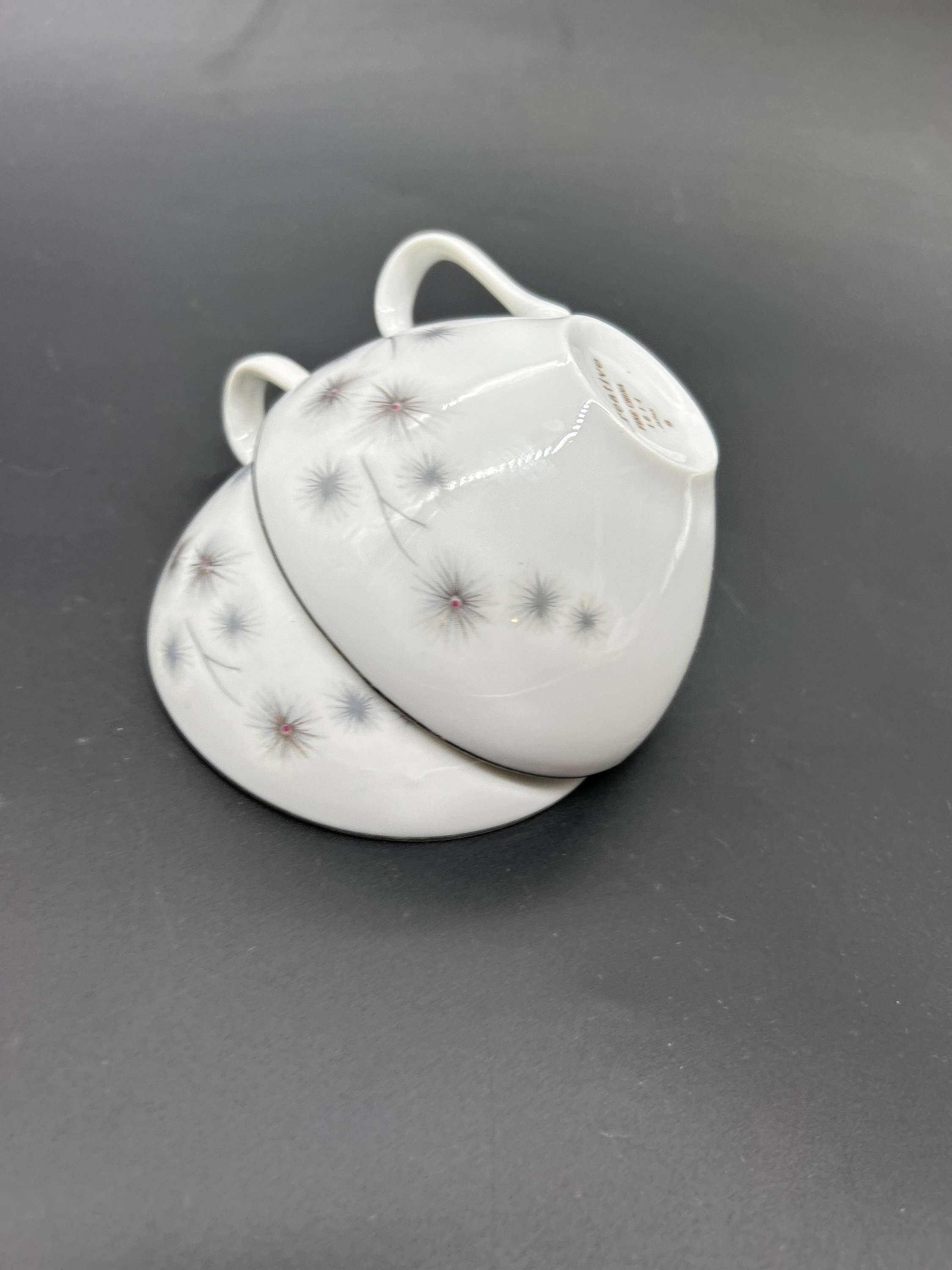 Set of 2 Creative Fine China Platinum Starburst 1014 Teacup - Etsy