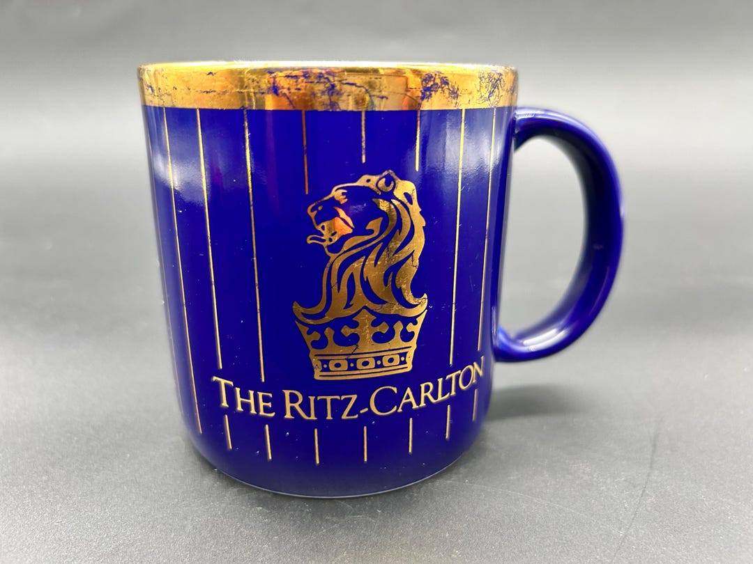 Vintage Ritz Carlton Hotel Gold Blue Tea Cup Coffee Mug - Etsy