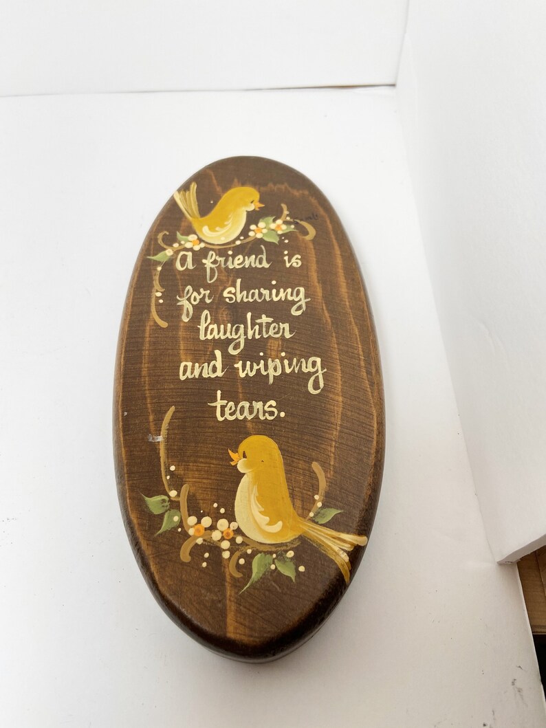 Vintage Wooden Friendship Wall Hanging Plaque Decor Mid - Etsy