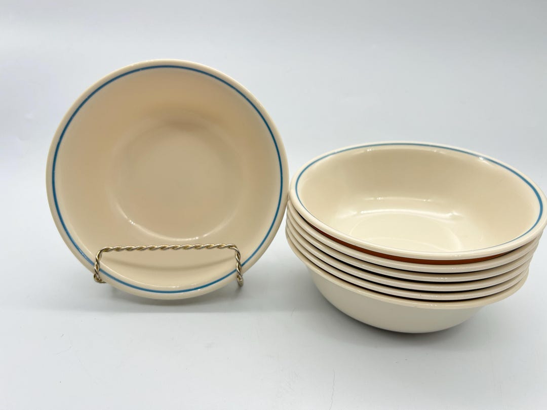 Set of 7 Vintage Corelle Beige Bowls With Blue Stripe - Etsy