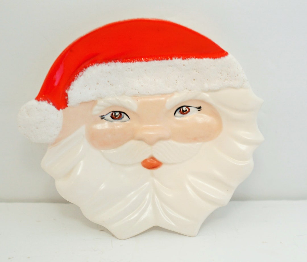 Vintagechristmas Ceramic Santa Candy Dish Plate Spoon Rest - Etsy