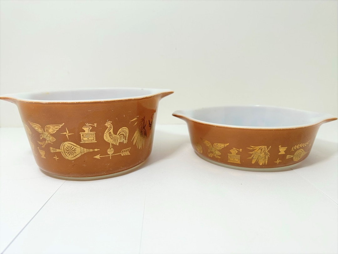 Vintage Pyrex Early American # 471- 1 PT & 1qt Round Casserole - Etsy