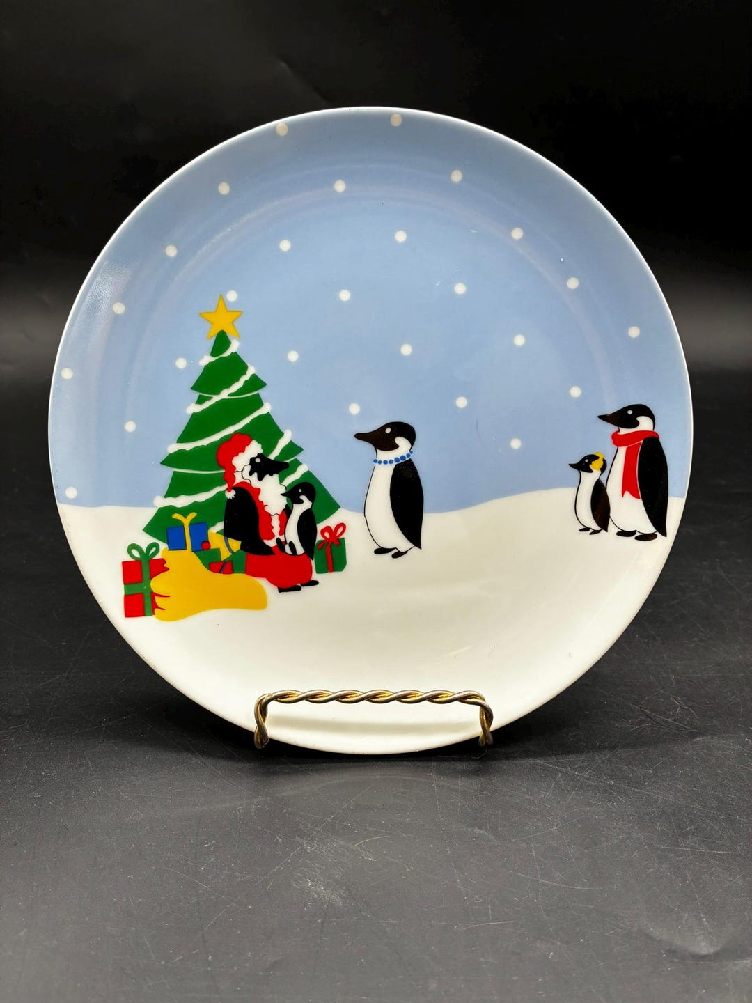 Shibata Japan Penguin Plates Santa Christmas Winter Dinnerware Vintage ...
