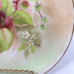 Antique Vintage Bavaria Plate Hand Painted Raspberries Floral Gold 7 1/ ...