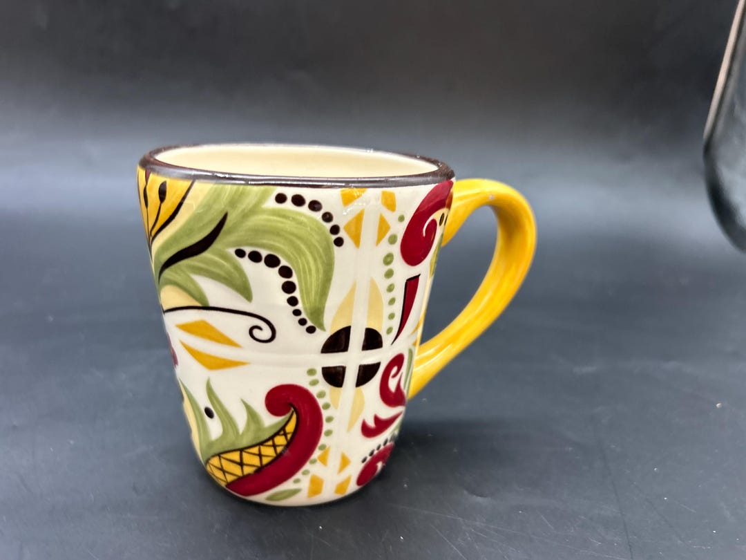 Pier 1 Imports Cameron Tile Mugs Colorful Coffee Tea Cup Set Ceramic ...