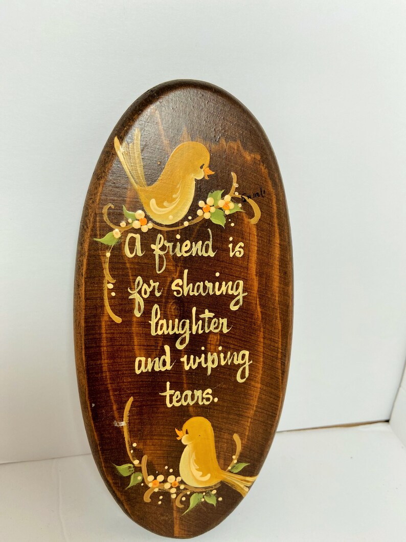 Vintage Wooden Friendship Wall Hanging Plaque Decor Mid Century - Etsy