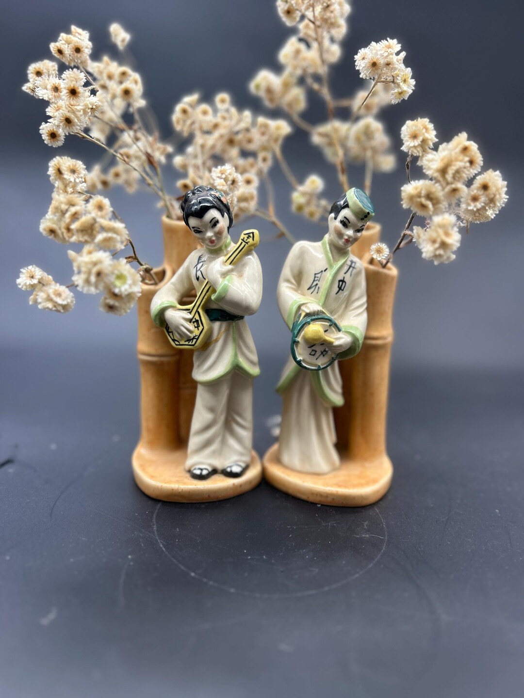 MCM Vintage Set of 2 Male Female Geisha Samurai Japanese Musician ...