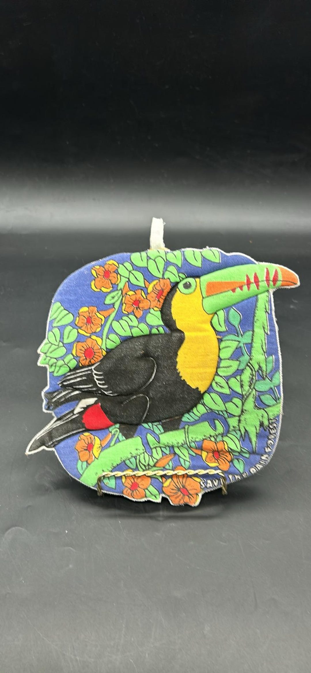 Vintage 1991 Paul Save the Rainforest Toucan Pot Holder Colorful Jungle ...