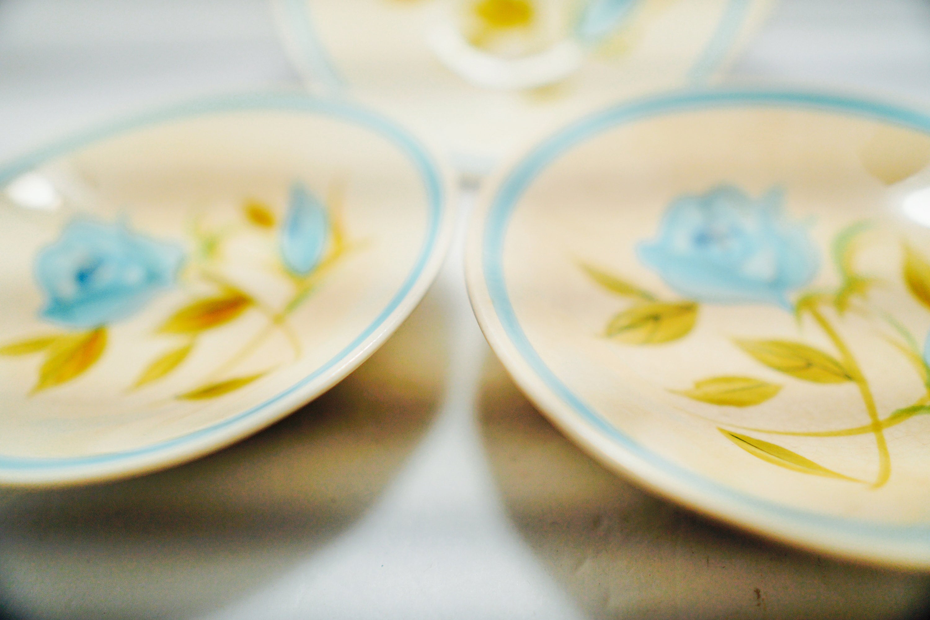 3pc Majolica Blue Rose Kasuga Plates | Etsy