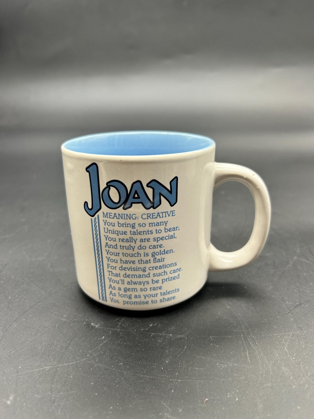 Vintage 80s Papel Name Personalized Initial JOAN Coffee Mug Tea Cu - Etsy