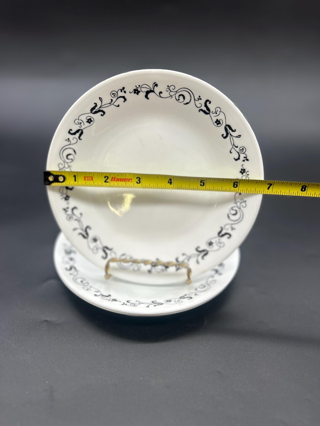 Corelle Garden Getaway Black White Floral Dessert Plates 6 3/4" Set of ...