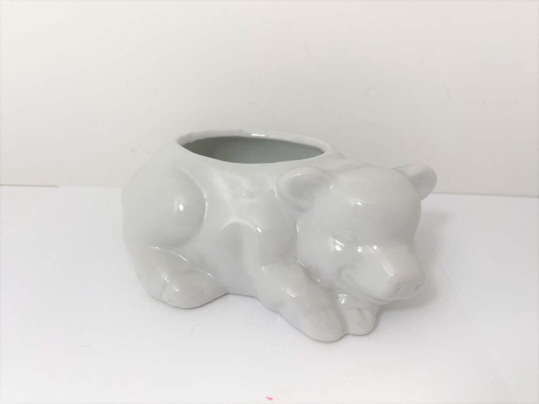 Vintage Ceramic Pig Planter White Ivory - Etsy