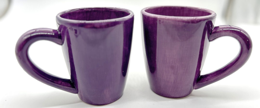 Set of 2 SALUTE Hand Painted Collection Purple Violet Coffee Tea Cup ...