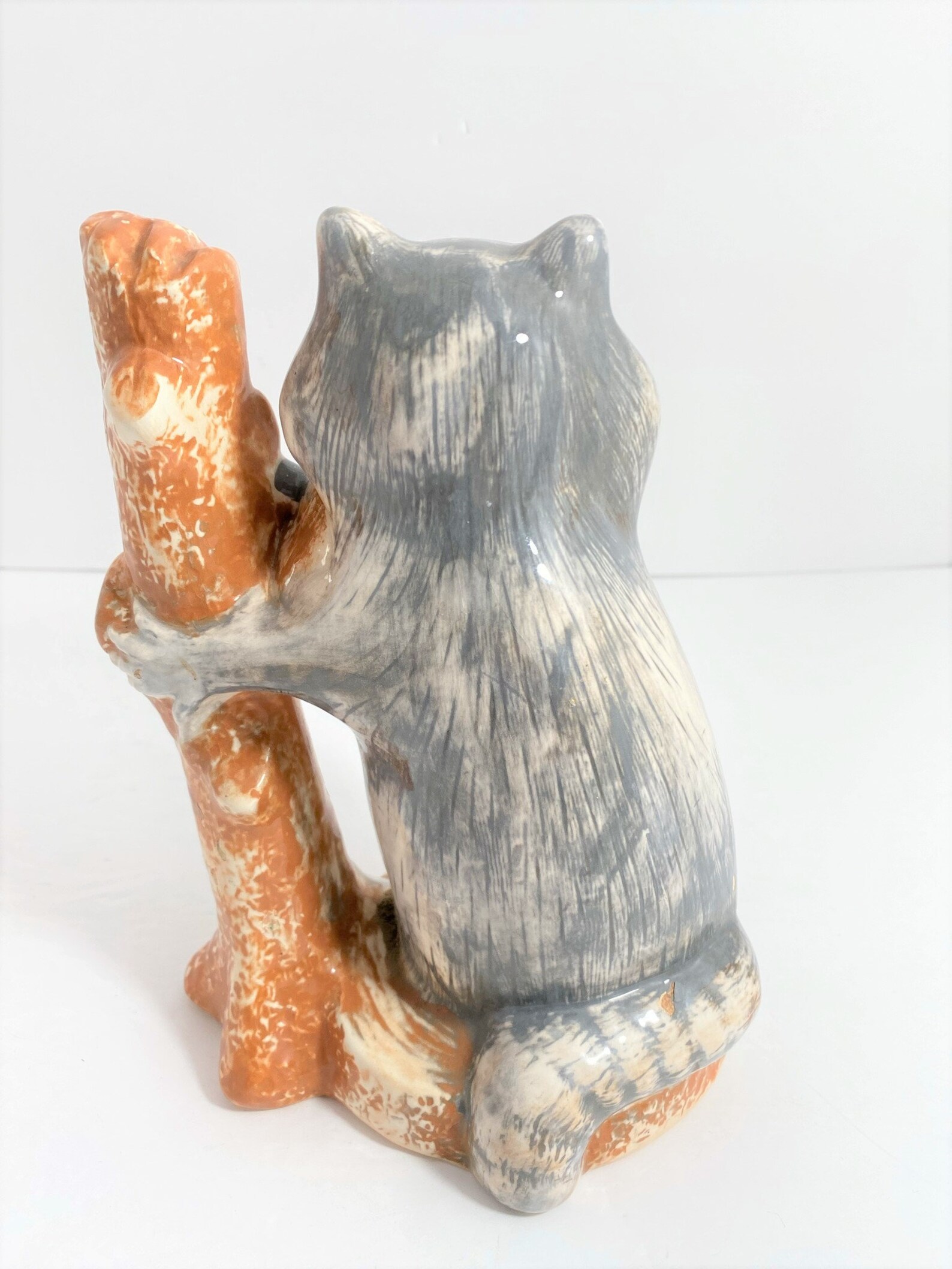 Vintage Mid Century Ceramic Raccoon on Log - Etsy