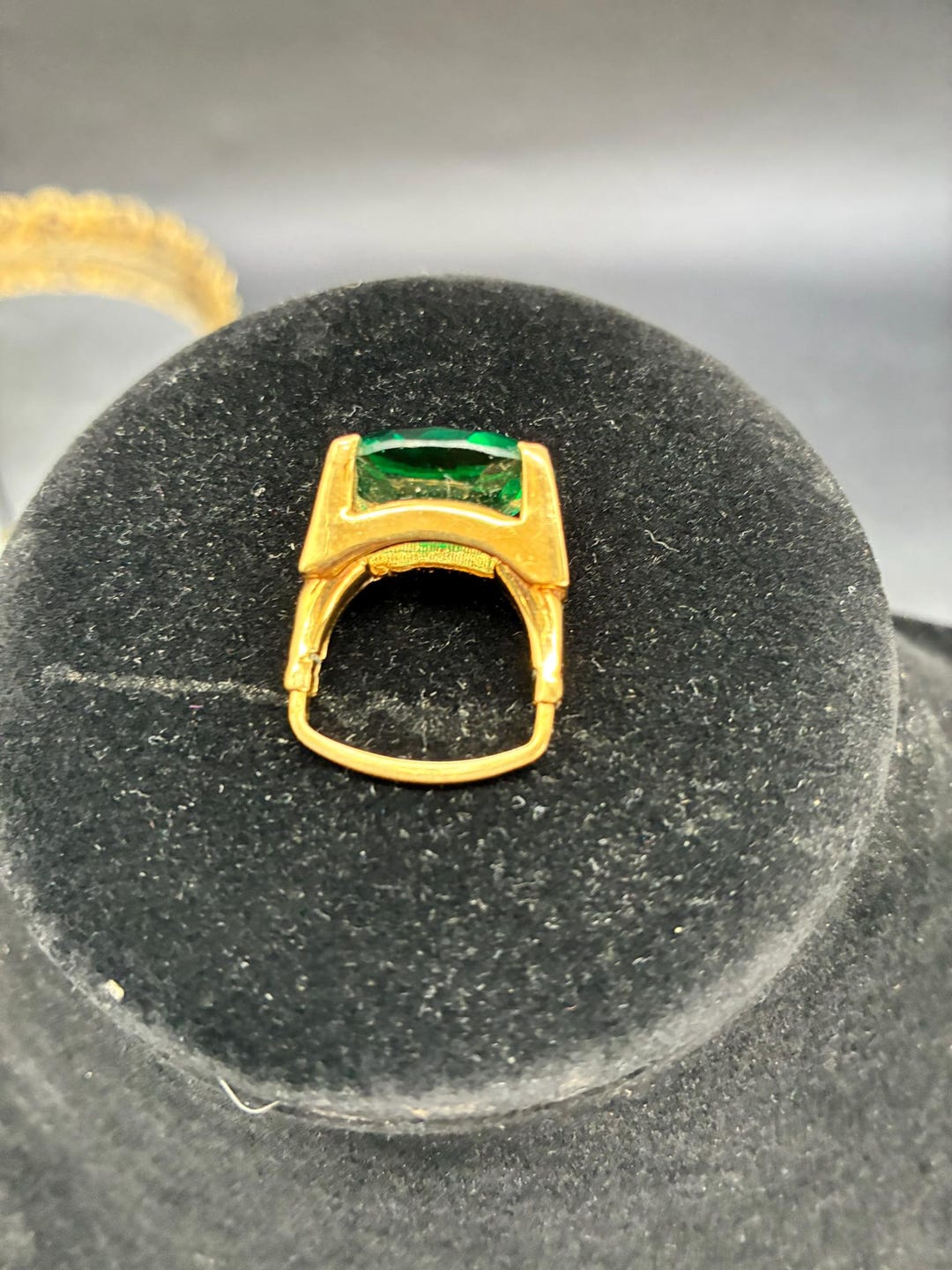 Mid Century Vintage Vendome Faux Emerald Mood Ring Square Adjustable ...