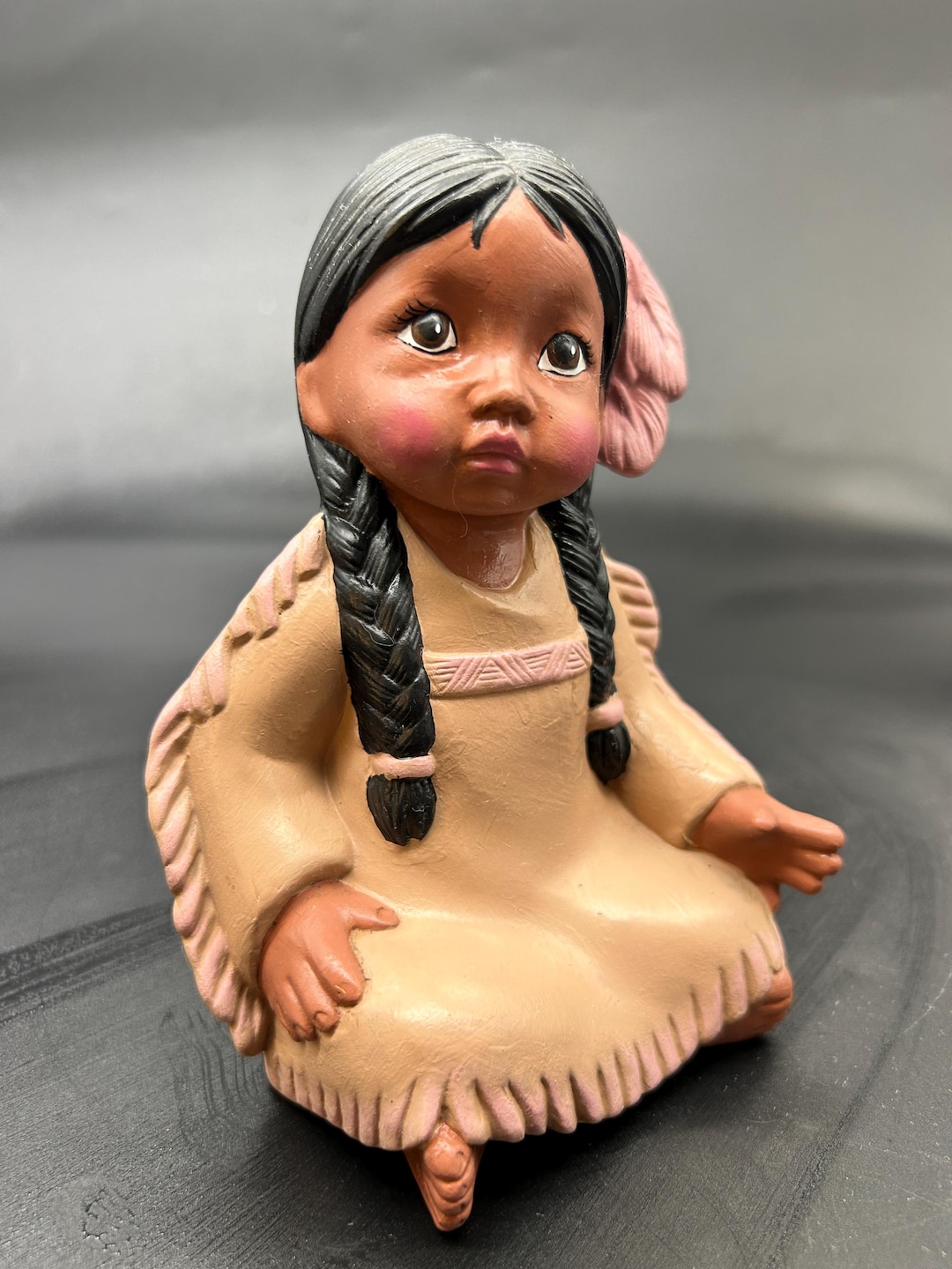 Vintage Native American Indian Figurine Little Girl Hand Painted ...