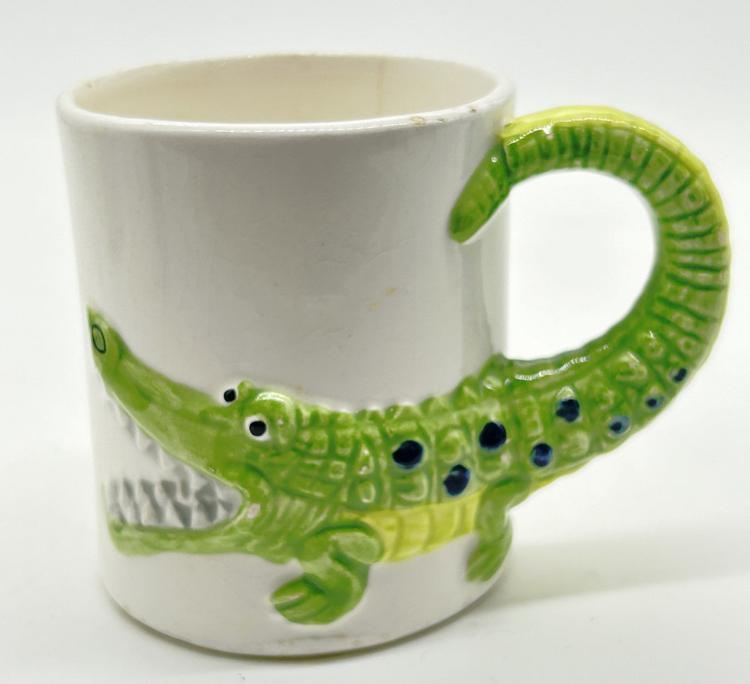 Enesco Green Alligator Coffee Mug Tail Handle 1978 Ceramic Japan - Etsy
