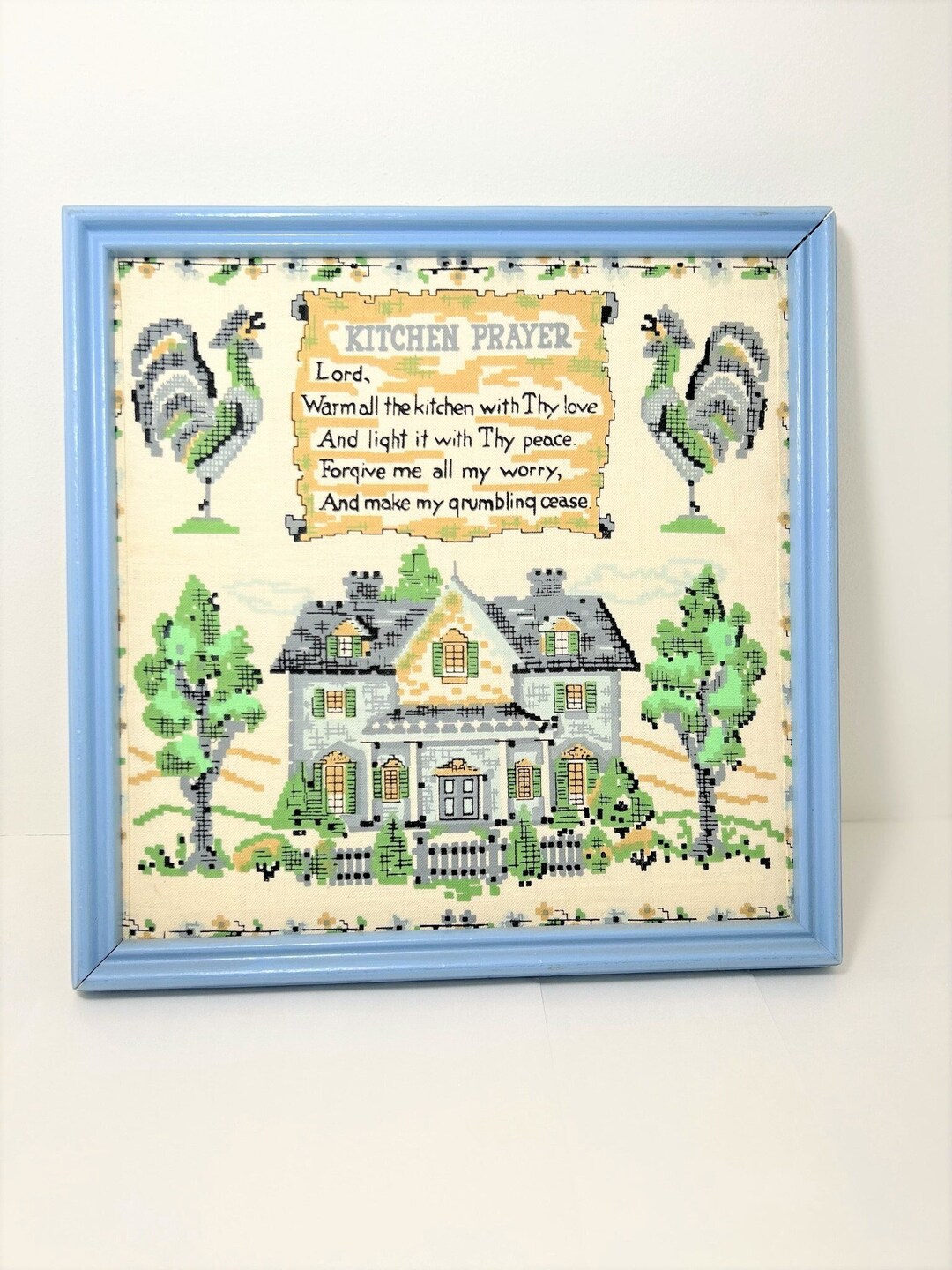 Vintage Farmhouse Kitchen Prayer Rooster Framed Wall Hanging - Etsy