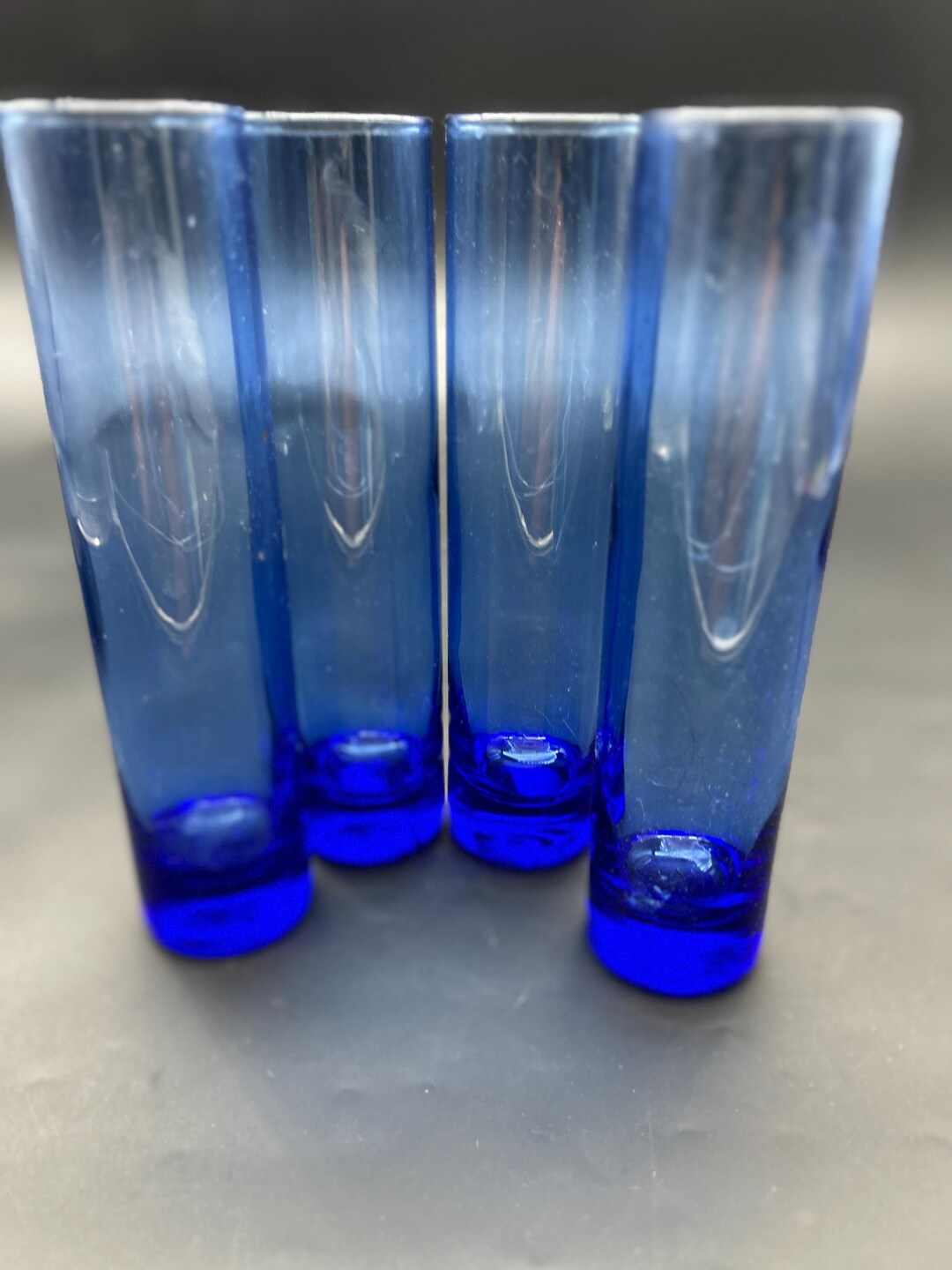 Set of 4 Vintage Libby Cobalt Blue Glass Bud Vase Flute 7.5” Tall - Etsy