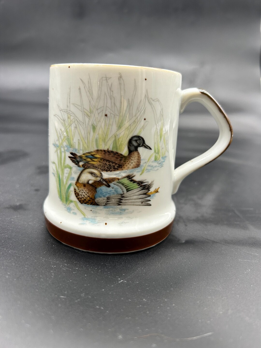 Vintage Duck Speckled Stoneware Pottery Mugs - Mallard Ducks 4” Tall ...
