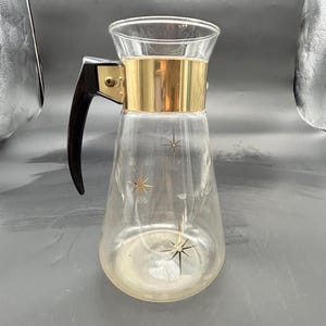 Vtg Mid Century Modern Corning Ware Gold Atomic Starburst Star Coffee ...