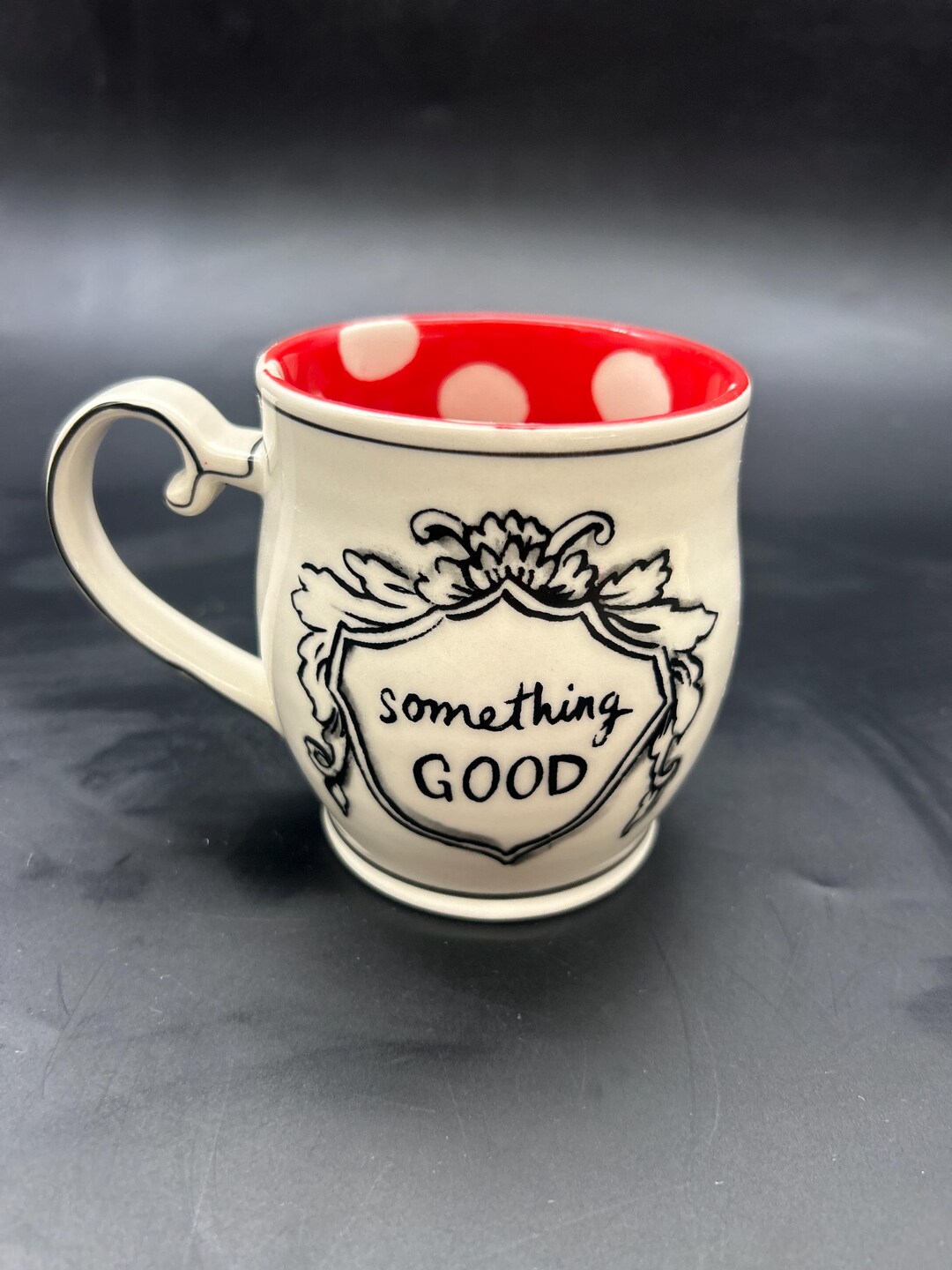 Anthropologie Ceramic Molly Hatch Something Good Mug Red Polka Dot ...