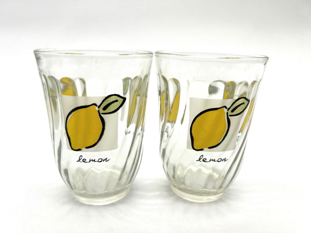 Drinking Clear Glasses Lemon Design Lot of 3 Vintage Firna Indonesia - Etsy