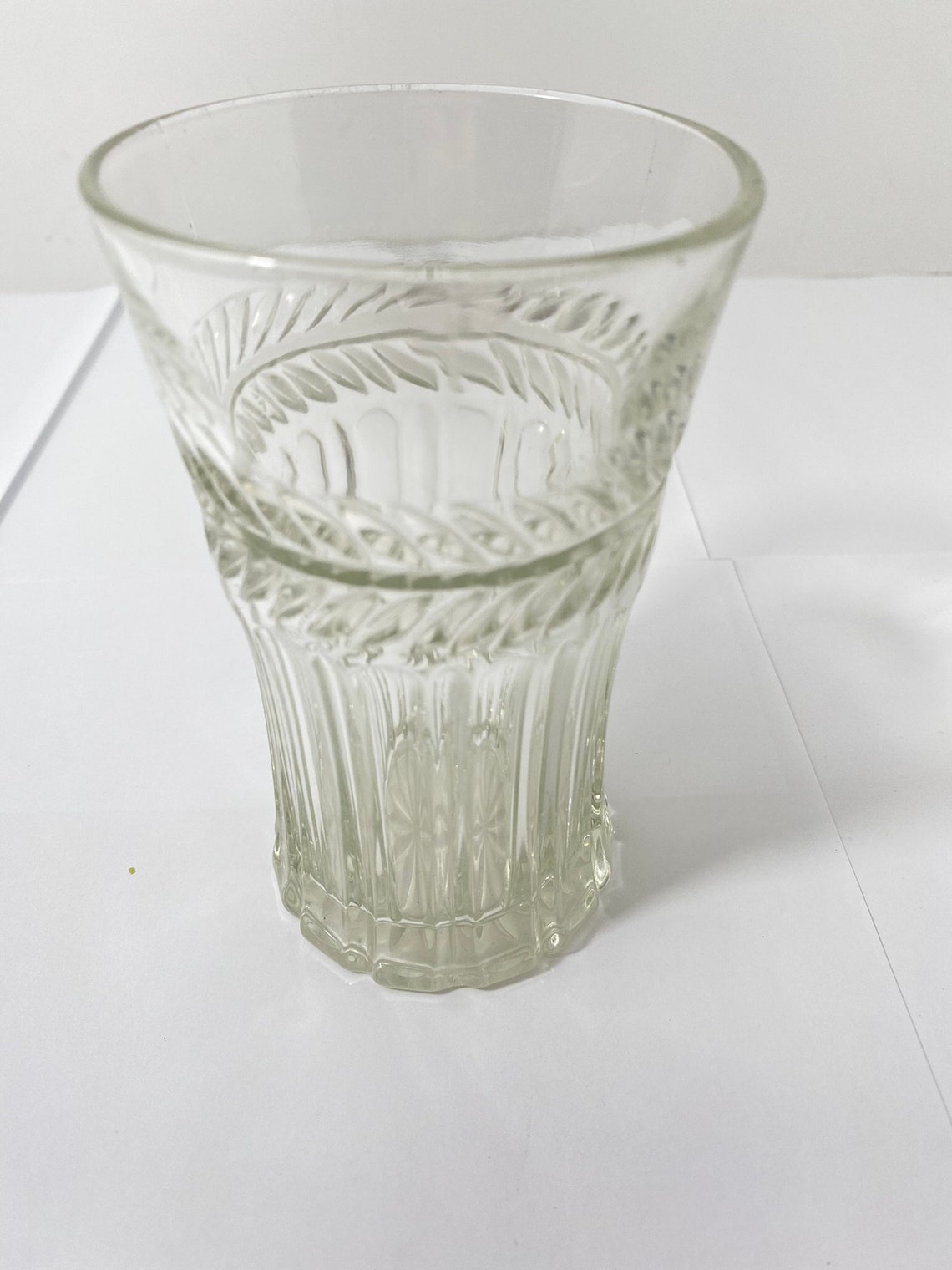 ANCHOR HOCKING Clear Laurel Cut Horizontal Band Ribbed Flared - Etsy