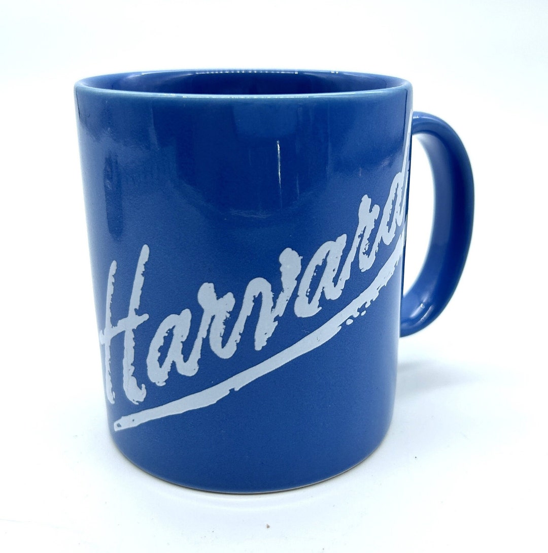 Vintage Blue White Harvard College School University Alumni Mug Cursive ...