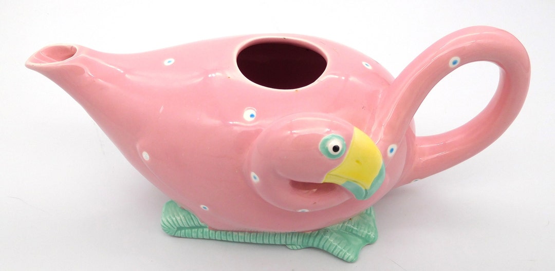 Vintage 1985 Fitz and Floyd Flamingo Ceramic Teapot Pink Polka Dot 10 ...