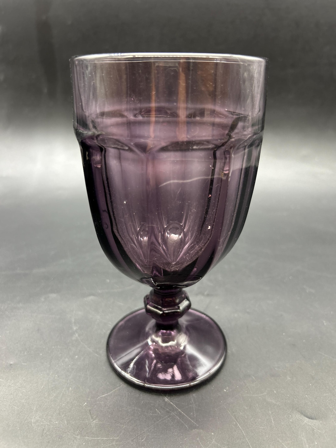 Libbey Duratuff Amethyst Purple Large 7" Water Goblet Gibraltar Style ...