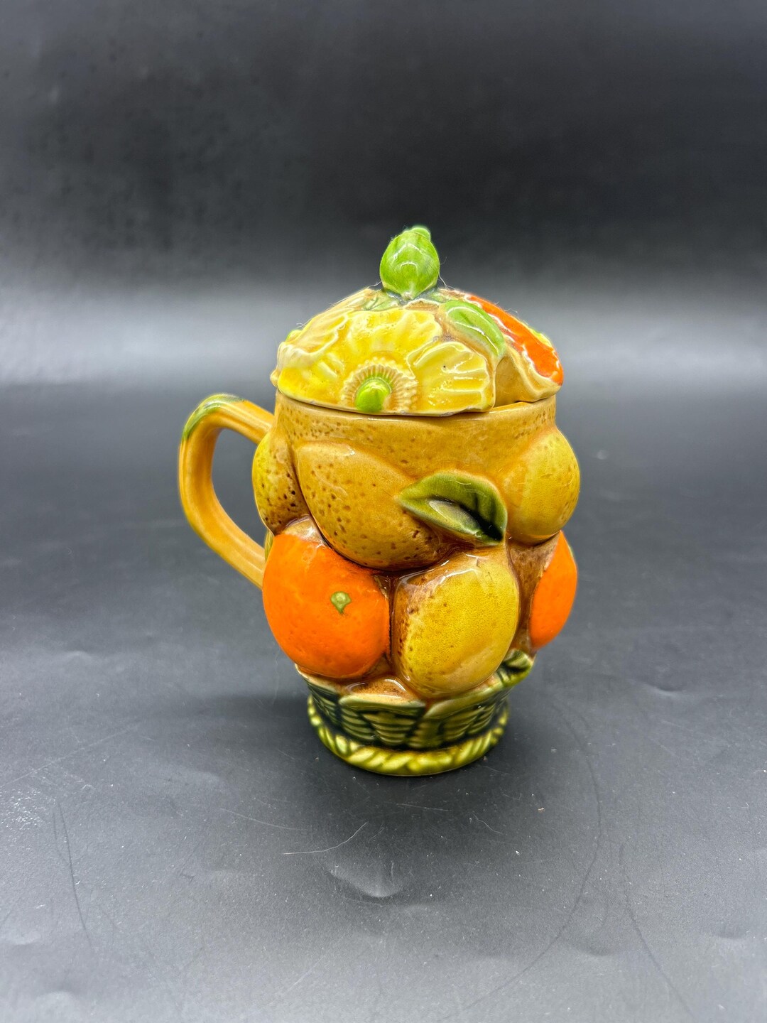 Vintage Inarco Lidded Orange & Lemon Basket Mug Japan Mid Century ...