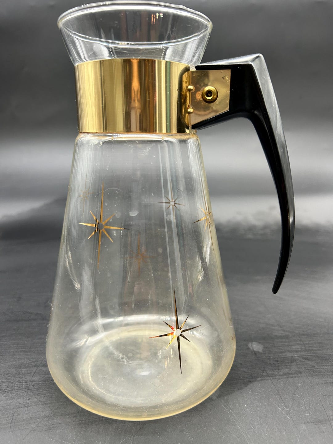 Vtg Mid Century Modern Corning Ware Gold Atomic Starburst Star Coffee ...