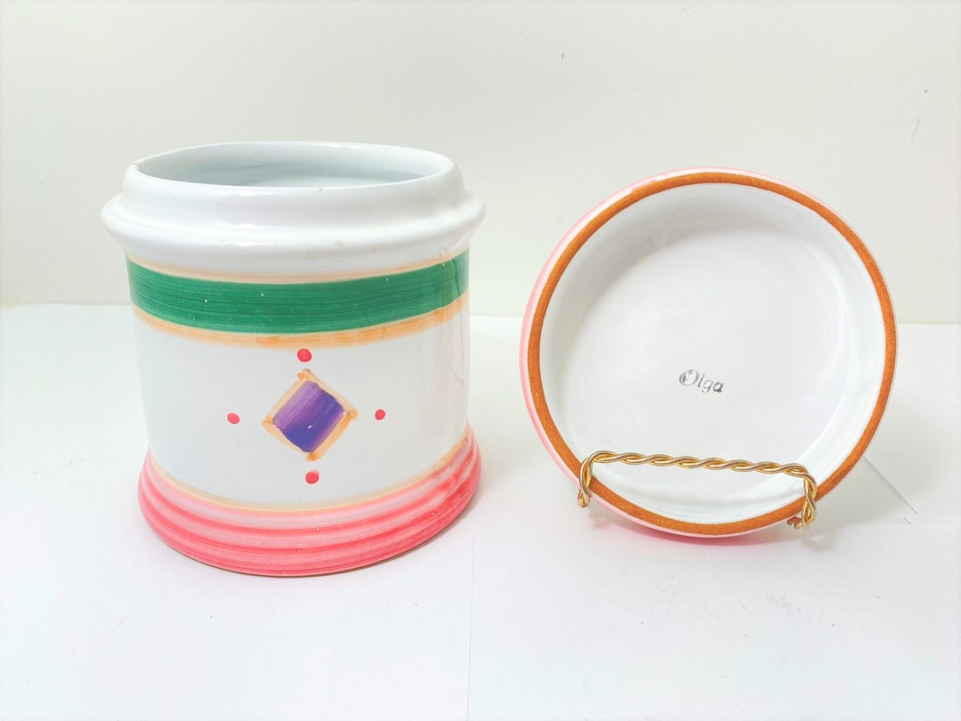 Vintage Olga Caleca Italian Kitchen Canister: Purple Pink Gold Decor - Etsy