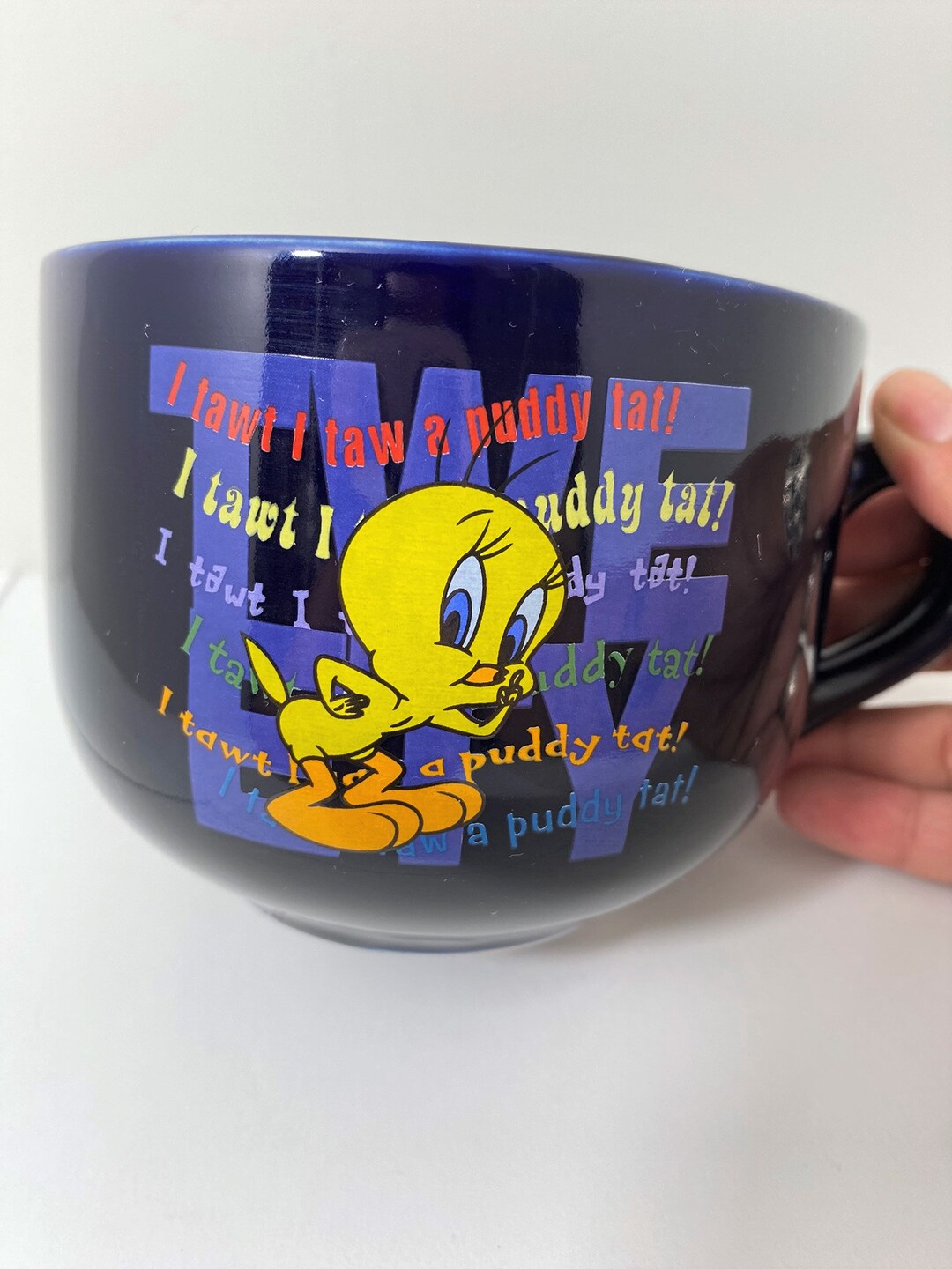 Vintage 1999 Looney Tunes Tweety Bird Cappuccino Coffee Cup Soup Mug Dark Blue - Etsy