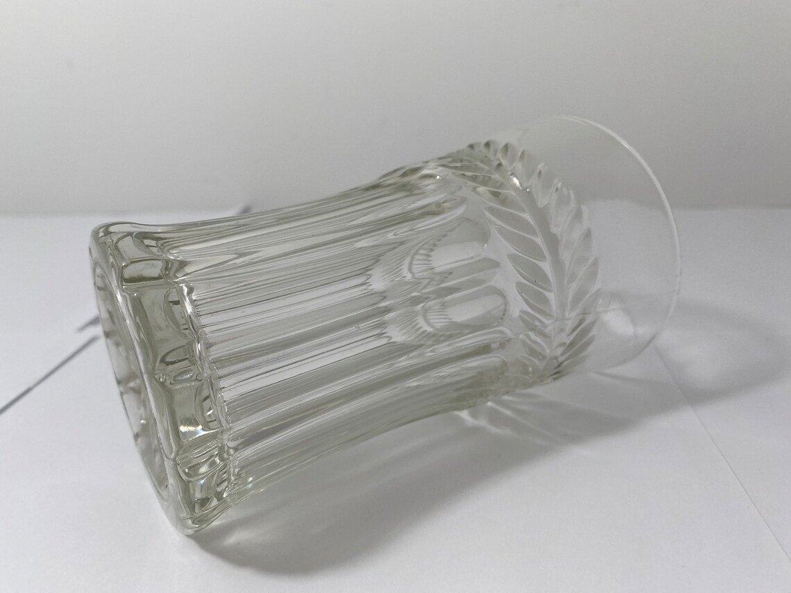 ANCHOR HOCKING Clear Laurel Cut Horizontal Band Ribbed Flared - Etsy