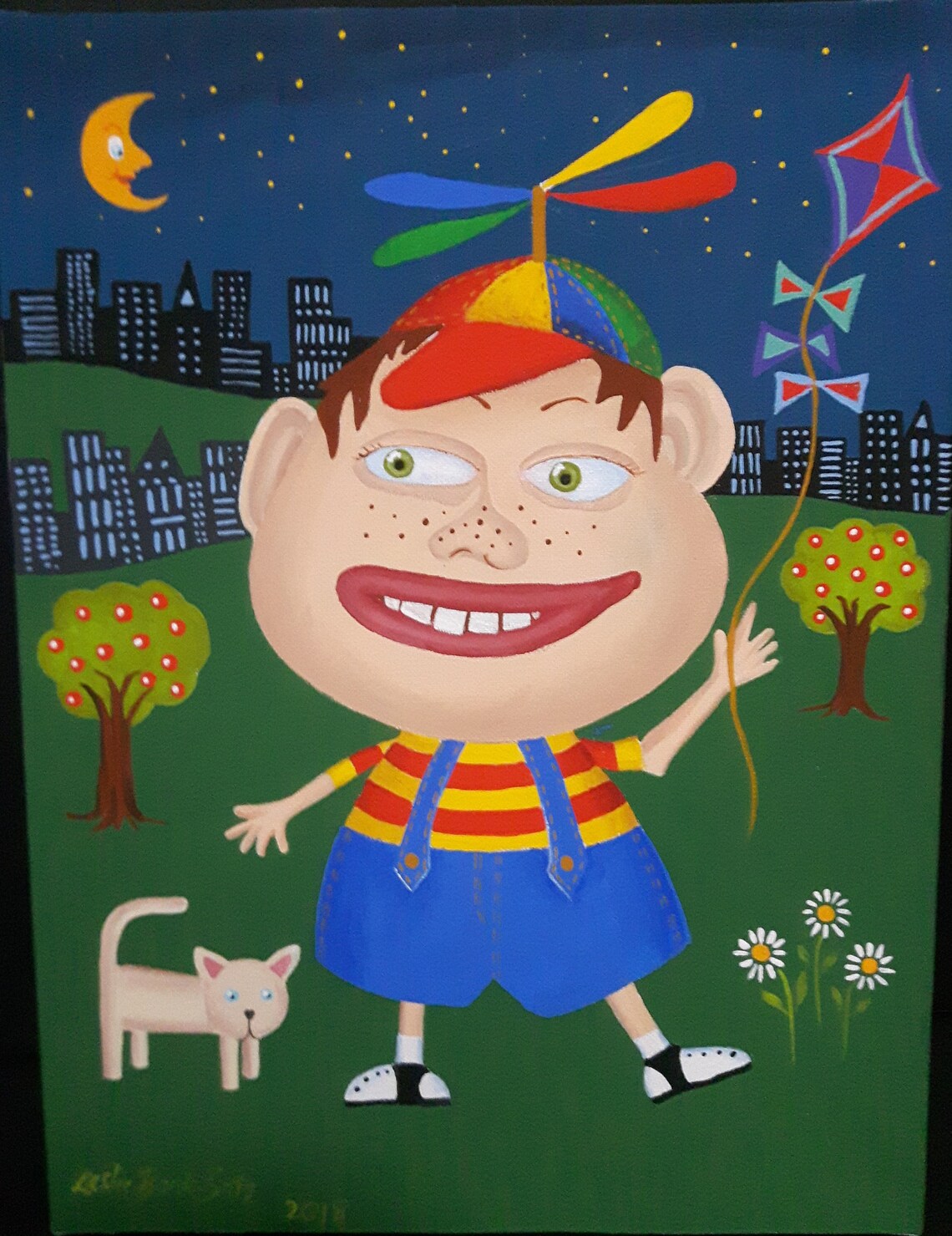 Original Adorable Whimsical Acrylic Painting Perfect for a Kid's Room ...