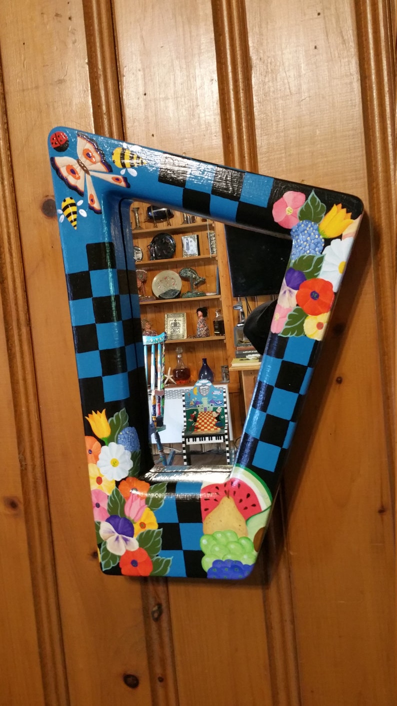 A Whimsical Wonky Unique and Colourful Mirror - Etsy